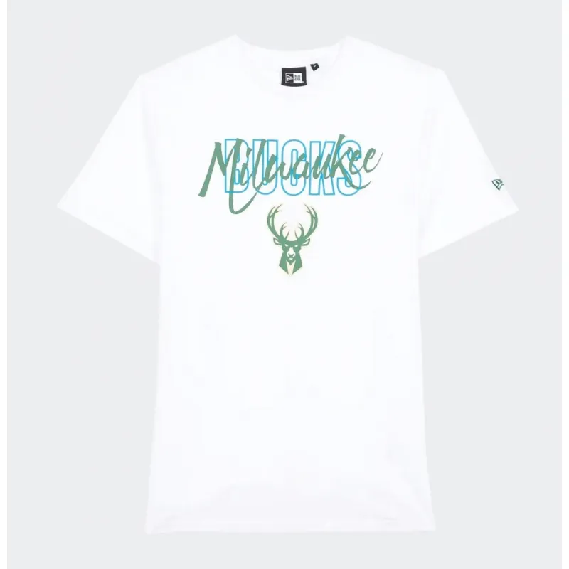 Camiseta Milwaukee Bucks Script Manga Corta de New Era ⭐️ NBA
